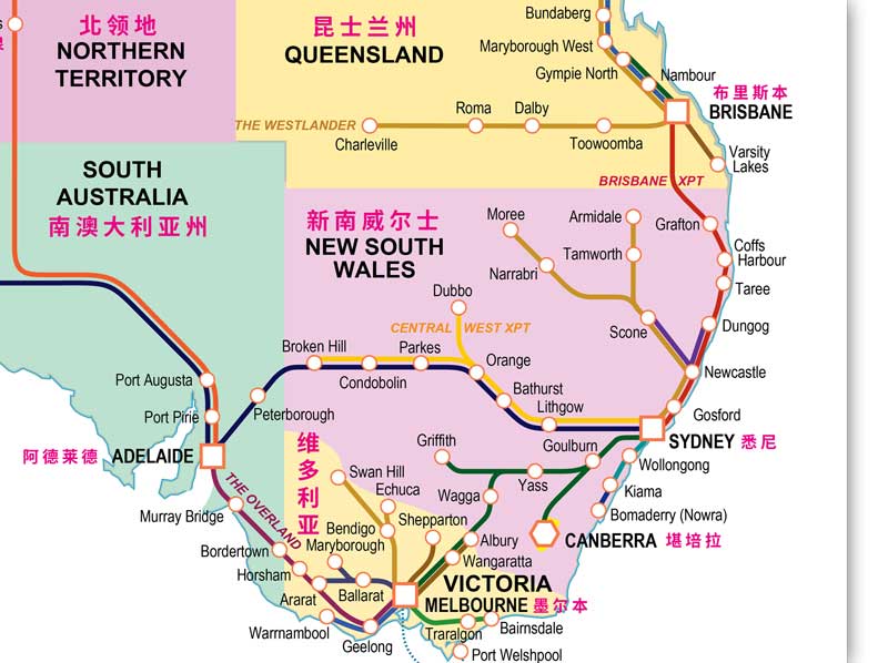Railway map of Australia – Good-day China!!!